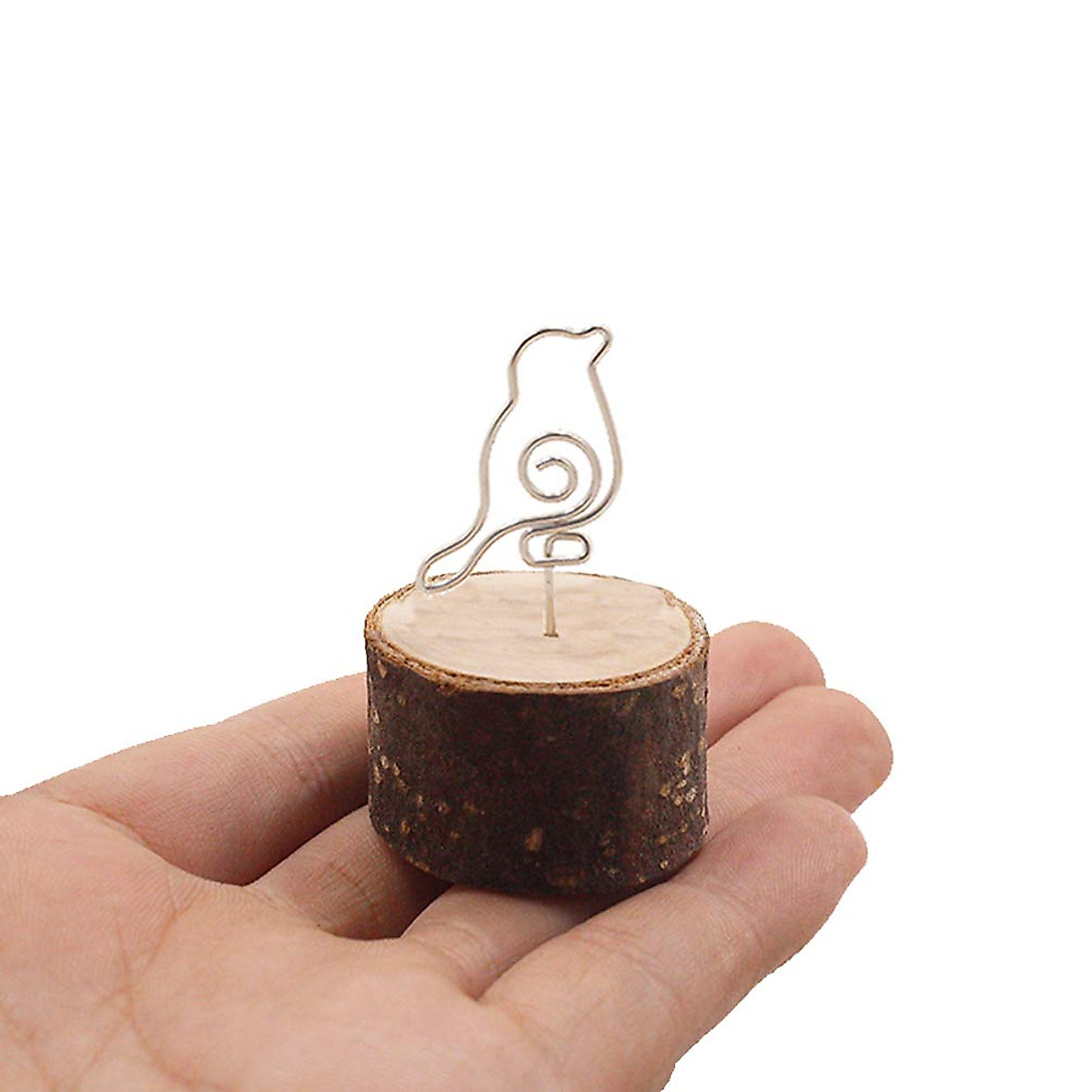 Amosfun 12 Pcs Wooden Table Name Number Holder Photo Picture Menu Note Memo Clips Holder for Wedding Office Christmas Table Decorations (Bird Shape)