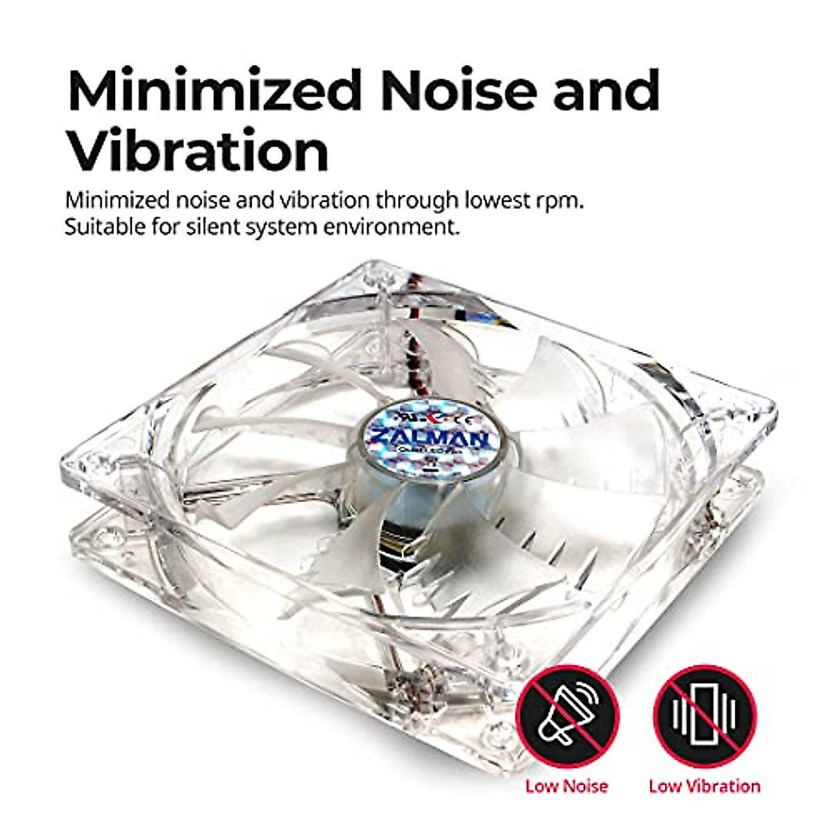 Zalman Ultra Quiet ZM-F3 120mm Blue LED Shark Fin Blade Case Fan Cooling,White ZM-F3 LED (SF)