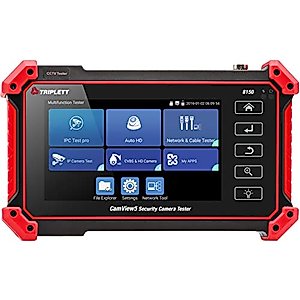 Triplett 8150 CamView IP Pro 5 CCTV Security Camera Tester with 5" Touchscreen - 4K / 1080P IP, Analog, TVI, CVI, AHD