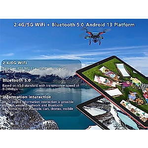 GOODTEL 2024 Newest Tablet 10-inch 10GB RAM 64GB ROM 1TB TF, Android 13, WiFi 5G/2.4G, Bluetooth 5.0, GMS, Widget, Split-Screen Function, AGPS, OTG, Type-C, 3.5mm AUX, 6000mAh, 8+5MP, Black