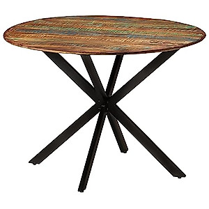 YPWRENH Bar Table Kitchen End Tables Dining Table Ø43.3"x30.7" Solid Wood Reclaimed and Steel for Dining Room, Kitchen or Living Room