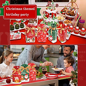 HRX Package 50pcs Christmas Treat Bags Drawstring, 5.8x9x2.4inch Holiday Goodie Bags Small Christmas Gift Bags for Candy Cookie gift giving