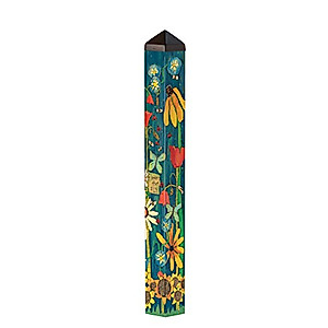 Studio M Earth Laughs in Flowers Art Pole Outdoor Decorative Garden Post, Made in USA, 40 Inches Tall