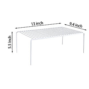 iPEGTOP Set of 2 Kitchen Cupboard Organiser, Freezer Cabinet Shelf Wire Rack, Medium (13 x 9.4 Inch) Rustproof Steel Storage Space Saver Shelves for Countertops Pantries Utensils Countertops -White