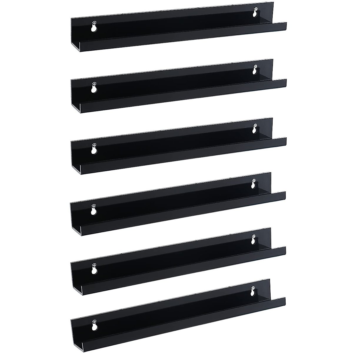 Sooyee 6 Pack Book Shelves,15 Inch Floating Shelf Display Shelf,Acrylic Shelves for Wall,Reading Nook,Funko Pop Display Case,Corner Floating Shelves Black