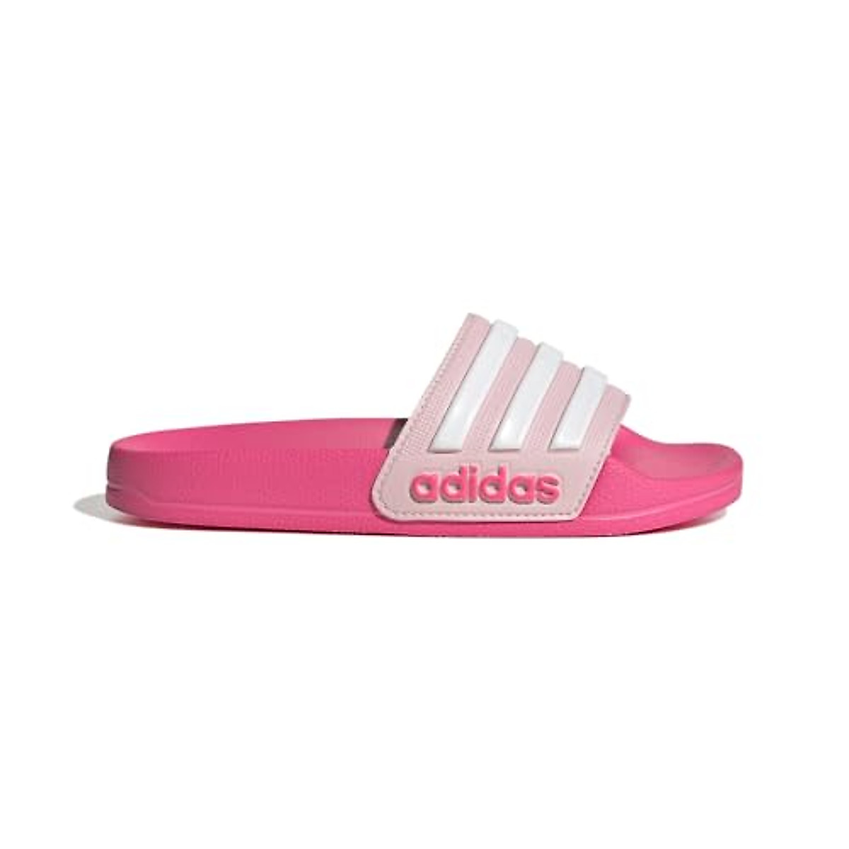 adidas Adilette Shower Slide Sandal, Clear Pink/White/Lucid Pink, 3 US Unisex Little Kid