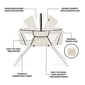 Dream On Me Day Dreamer 2-in-1 Convertible and Portable Bassinet, French White