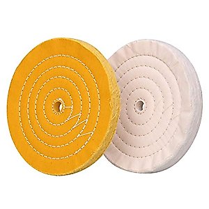 Polishing Wheel for Bench Grinder Buffing Wheel 8 inch White (70 Ply) & Yellow (42 Ply) for Buffer Polisher with 5/8 Inch Arbor Hole 2 PCS