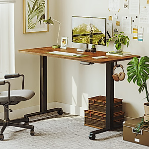 DESINO Electric Standing Desk Height Adjustable, 63x 24 Inch Electric Stand up Desk Home Office, Sit Stand Desk with Splice Board, Black Frame & Espresso Desktop