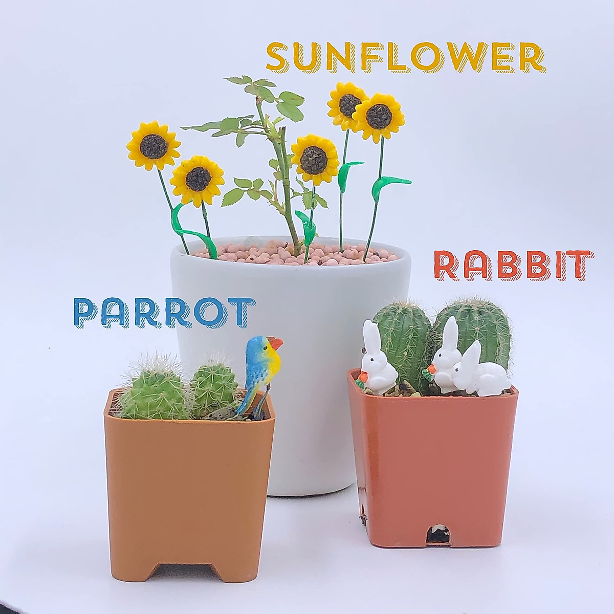 Ray 1979 Miniature Dollhouse Fairy Garden 0.5 inch Accessories 5 pcs Set for DIY Decorations, Mini Figurines for Mini Garden, Terrarium, Bonsai, Cactus, Moss Landscape (Rabbit -5Pcs)