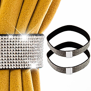 Rhinestone Magnetic Curtain Tieback and Curtain Holdbacks for Drapes Curtain Buckle Curtain Holder Blingbling Curtain Clips（Set of 2）