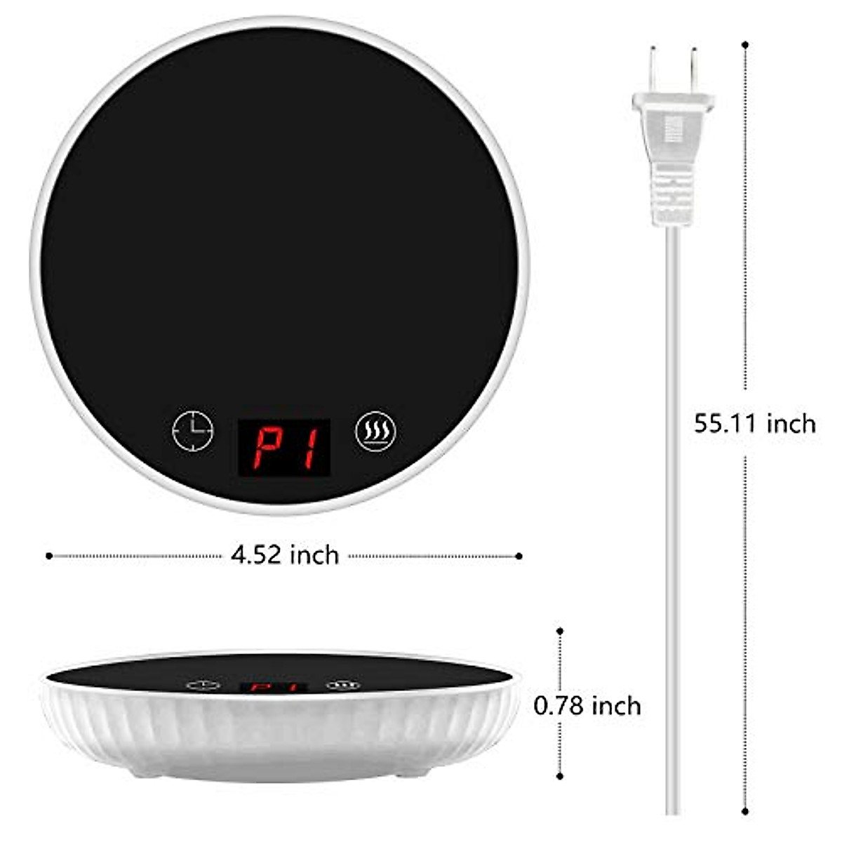 Kerjthu Coffee Mug Warmer, Smart Cup Warmer for Desk Beverage Warmer with 2 Temperature Setting Auto Shut Off Electric Tea Warmer & Candle Warmer Plate for Home Office Use (White)