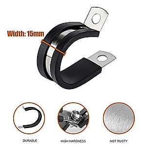 ISPINNER 36pcs 3/8 Inch Stainless Steel Cable Clamp, Rubber Cushioned Insulated Clamp, Metal Clamp, Tube Holder for Tube, Pipe or Wire Cord Installation (3/8 Inch)