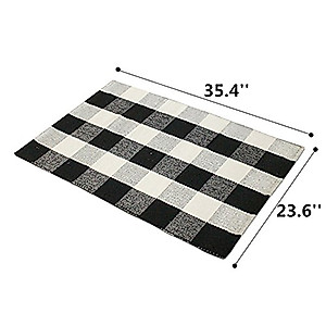 UKELER Buffalo Plaid Rugs 2×3- Cotton Retro Farmhouse Doormat Tartan Checkered Layered Door Mats Outdoor Hand-Woven Washable Throw Rugs for Front Porch/Kitchen/Sink/Bathroom/Entry Way