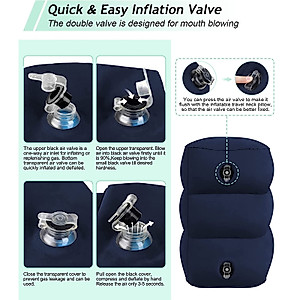 Inflatable Foot Rest for Air Travel, Airplane Footrest Adjustable Height Travel Foot Pillow Flyaway Kids Bed ,Portable Foot Rest Pillow for Kids & Adults on Plane,Car,Train,Office (Dark Blue)