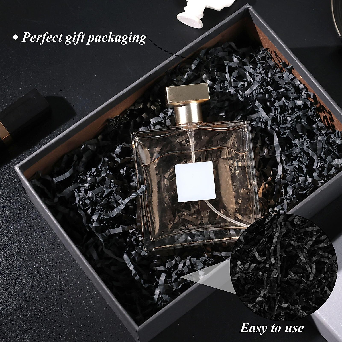 VGOODALL 2LB Crinkle Cut Paper, Black Shredded Confetti Paper for Gift Basket Filling Halloween Christmas Birthday Party Gift Box Wrapping Stuffing Supplies