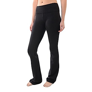 T-Party Fold-Over Waist Yoga Pants,Small,Black