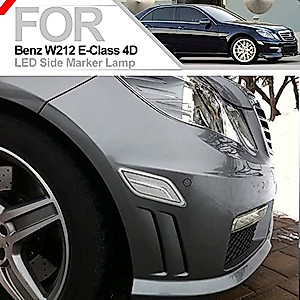 nsautolighting LED White Side Marker Lights Side Indicator Lamps for 2010-2013 Be'nz W212 E-Class 4D Sedan Wagons Clear Lens White LED Front Bumper Side Marker Light Replace OEM Sidemarker Lamps