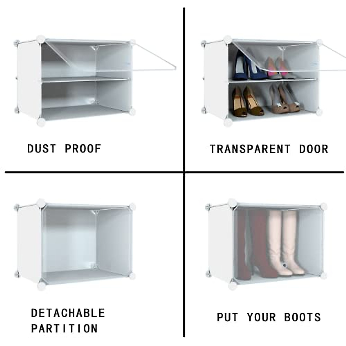 HOMICKER Shoe Rack Organizer, 24 Pair Shoe Storage Cabinet with Door Expandable Plastic Shoe Shelves for Closet,Entryway,Hallway,Bedroom,6 Tier