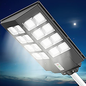 A-ZONE 800W Solar Street Lights Outdoor Waterproof, 80000LM High Brightness Dusk to Dawn LED Lamp, with Motion Sensor and Remote Control, for Parking Lot, Yard, Garden, Patio, Stadium, Piazza