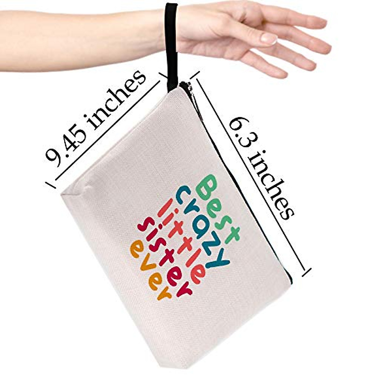 Hanamiya Na Gifts for Sister Birthday, Rakhi Gift for Sister, Sister Gifts from Sister Brother, Sister's Makeup Bag-Best Crazy Little Sister Ever-Funny Best Sister Gifts for Soul, Big, Little Sister