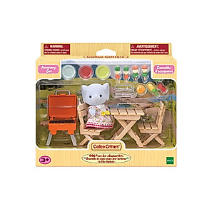 Calico Critters Bubblebrook Elephant Girl's BBQ Picnic Set, Dollhouse Playset with Figure and Accessories