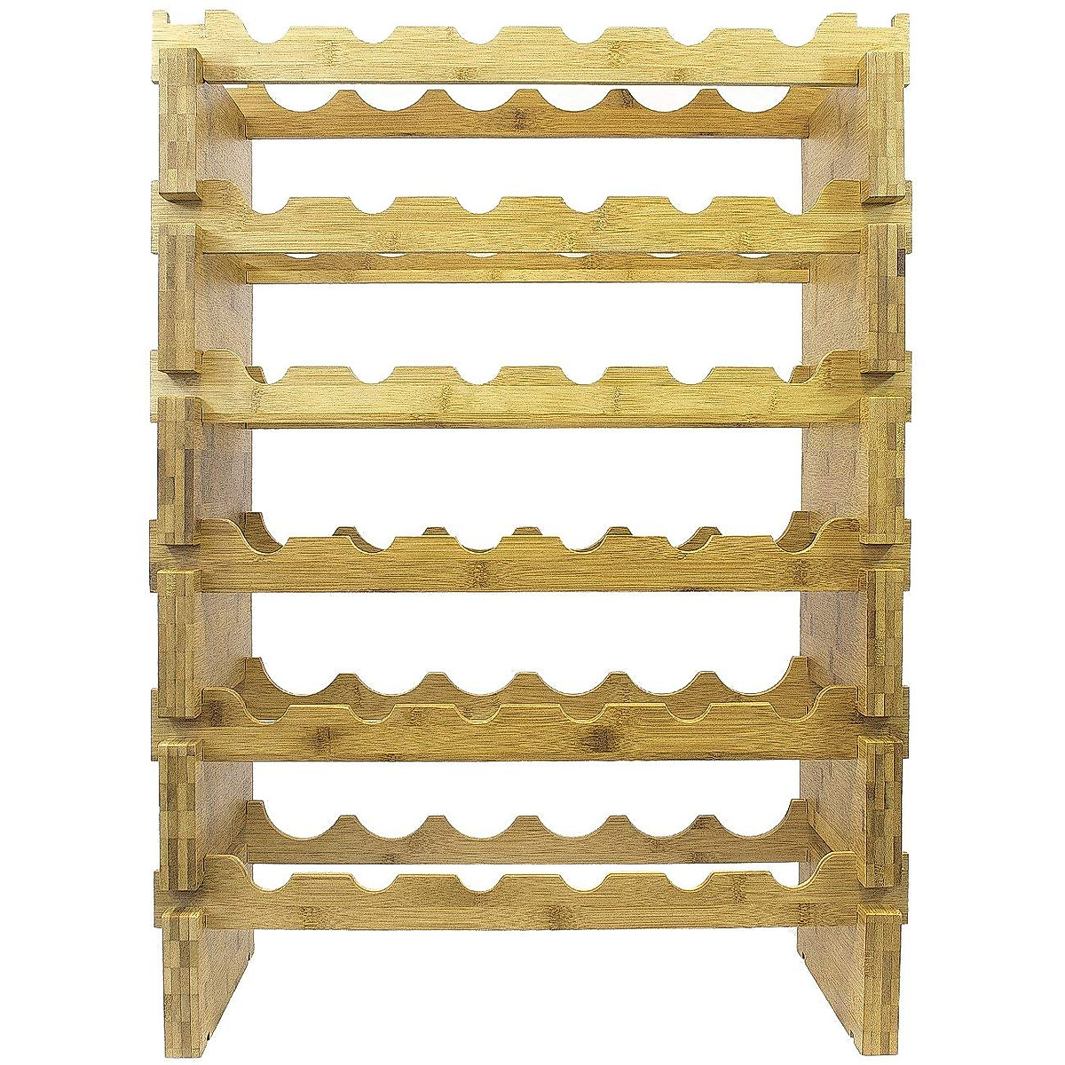 Sorbus Stackable Bamboo Wine Rack — Classic Style Wine Racks for Bottles — Perfect for Bar, Wine Cellar, Basement, Cabinet, Pantry, etc. (6-Tier)