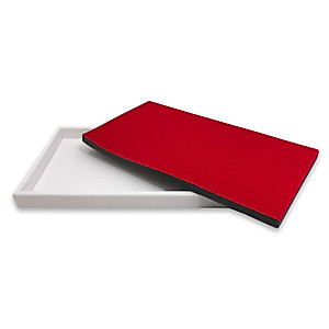 144 Foam Insert Ring Display Tray (White Tray, Red Foam) - 1 Pack (14 ¾” x 8 ¼” x 1”) – Merchandising/ Jewelry Display/ Organizer/ Multi Purpose Tray