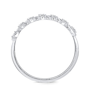 Elmas 1/10ct Round White Diamond 10K White Gold Twisted Band Ring for Women