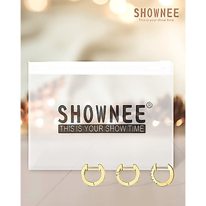 Shownee Gold Huggie Earrings for Women Small Huggie Hoop Earrings for Women Gift 14K Gold Plated Hoops Set with Cubic Zirconia
