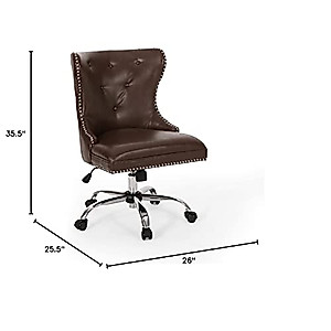 Christopher Knight Home Keith Contemporary Tufted Swivel Office Chair, Dark Brown + Chrome