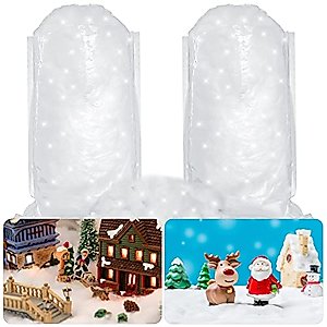 Christmas Fake Snow Decoration Glitter Artificial Snow Fluffy Snow Fiber Cotton Decor Indoor White Soft Christmas Snow for Christmas Mantle Village Nativity Set Holiday Winter Decor (17.63 Oz)
