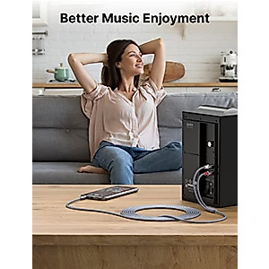 JSAUX RCA to 3.5mm Cable, 【6.6ft/2M】 Aux to RCA Headphone Male to Male Jack Adapter Nylon Braided 1/8 to RCA Audio Y Cord for Smartphones, MP3, Tablets, Speakers, HDTV -Grey