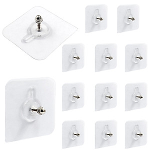 Hitefu 20pcs Self-Adhesive Hooks, Heavy Duty Wall Hooks for Hanging, Screw Free Sticker, Waterproof Picture Hanging Hooks Seamless Screws for Wall Mount, Reusable for Kitchen, Bathroom, Home, Office