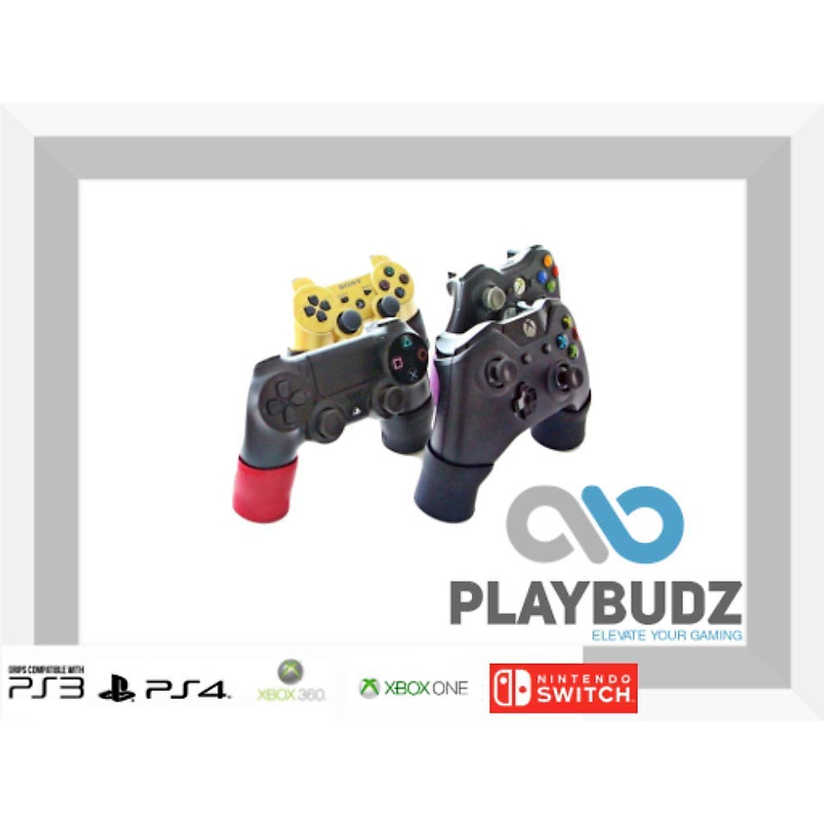 Playbudz Pro Grips for PlayStation 5 Controller (PS5) Combo Pack (2 Pairs) - Compatible With (PS4, XB1, Xbox 360, Xbox One, Nintendo Switch Pro, PS3) Controller