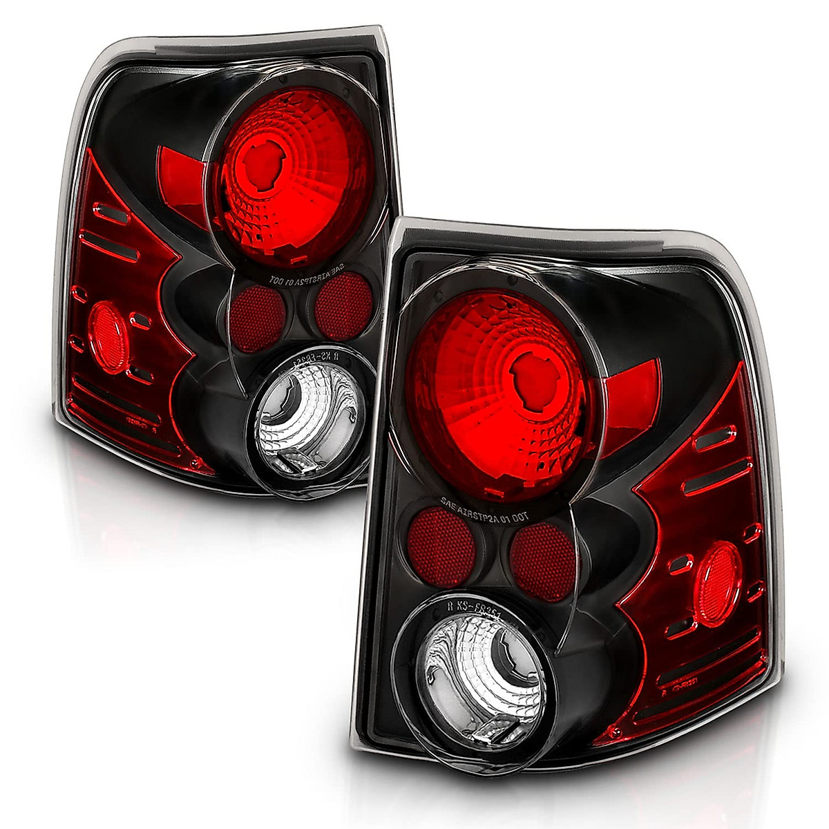 AmeriLite Black Replacement Brake Tail Lights Set For 02-05 Ford Explorer - Passenger and Driver Side