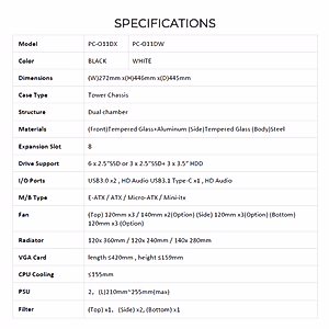 Lian Li PC-O11 Dynamic Mid-Tower – Black, Tempered Glass, Dual-Chamber, High Airflow, E-ATX Support