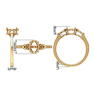 Certified Moonstone 3 Stone Engagement Ring for Women, AAA Quality, Past Present Future Ring - With Jewelry Box, 14K White Gold, Size:US 6.50