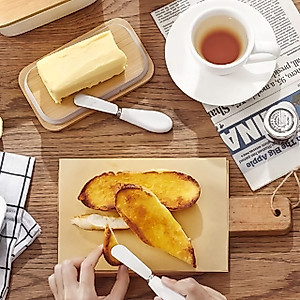 Butter Dish, Ceramic Butter Dish with Lid, Large Butter Keeper Perfect for 2 Sticks of Butter and Keep Your Butter Soft, Safe to Dishwasher