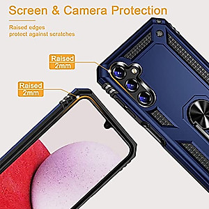 Muntinfe for Galaxy A14 5G Phone Case, Samsung Galaxy A14 5G Case with Screen Protector [2 Pack], [Military Grade 16ft. Drop Tested] Magnetic Ring Holder Kickstand Protective Cover, Blue