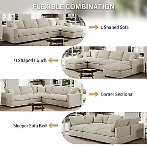 Gtilzria Ottonman,Down Fill Comfort Footrest,Cloud Modular Sectional Sofa for Living Room,Apartment,Office Beige
