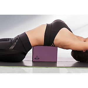 Heathyoga Yoga Blocks 2 Pack with Strap, High Density EVA Foam Yoga Block and Yoga Strap Set to Support and Improve Poses and Flexibility (Purple)
