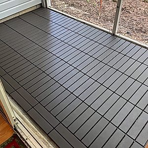 9 Pack Plastic Interlocking Deck Tiles, 12x12 Inch Patio Deck Tiles, Square Composite Decking Tiles, Waterproof Outdoor Plastic Flooring Tile for Balcony Porch Backyard Poolside, All Weather Use
