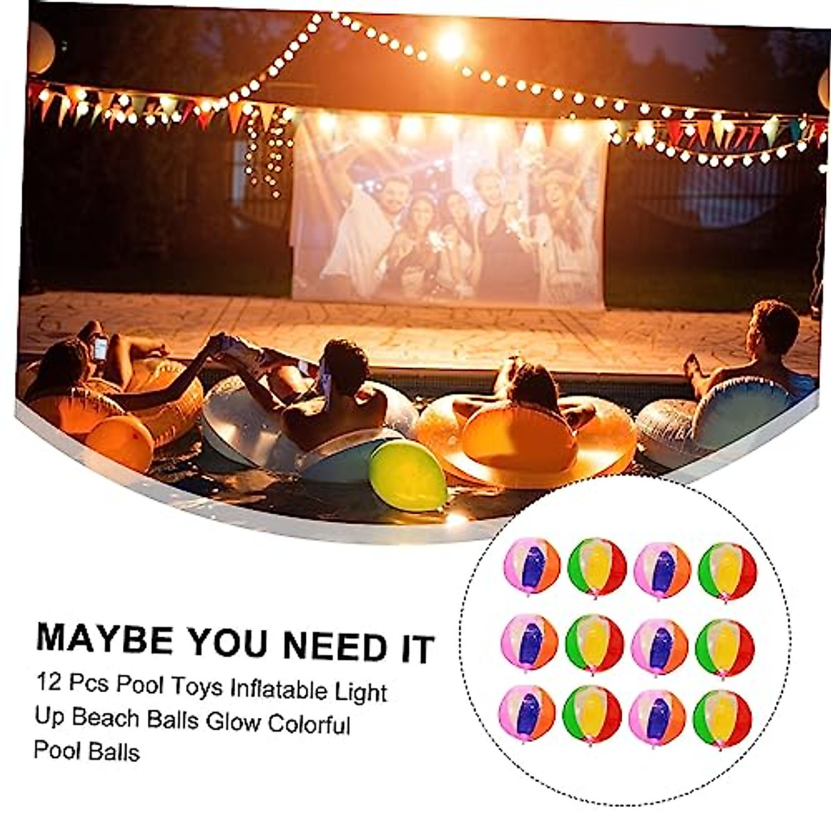 Alasum Glow Beach Balls 12 Pcs Glowing Beach Ball Toys in Bulk Beach Balls for Kids Toddler Bath Toys Water Beach Inflatable Pool Balls Beach Ball with Light Lighted Water Toy LED Child