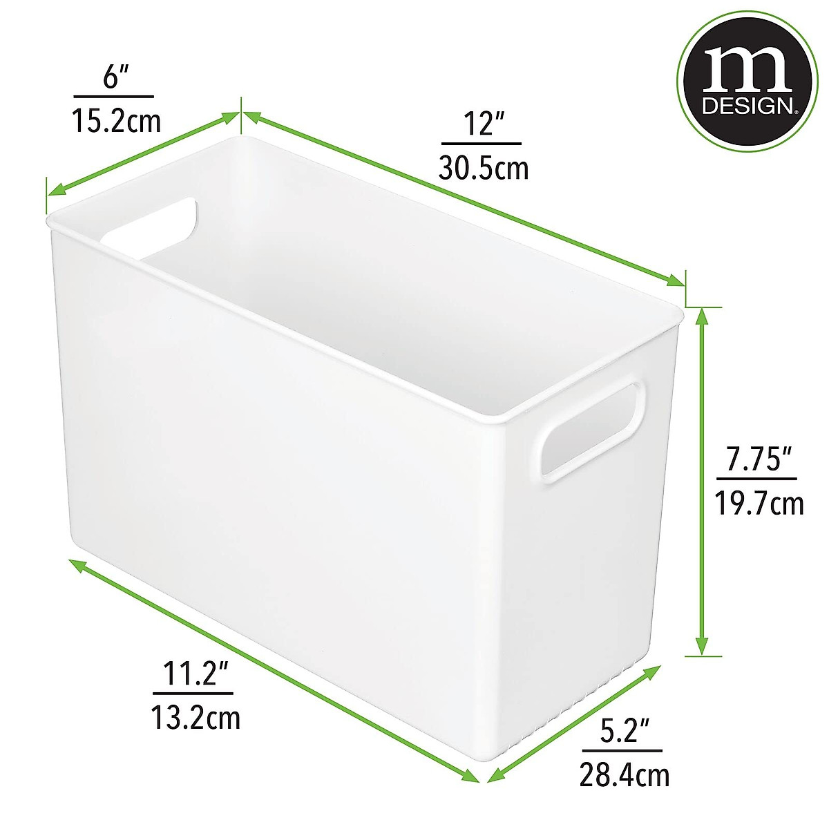 mDesign Plastic Storage Organizer Bin for Household Organization in Cabinets, Closets, or inside any Cubby Storage Organizer, Holds Craft Supplies, Linens, or Toys, Ligne Collection, 8 Pack, White