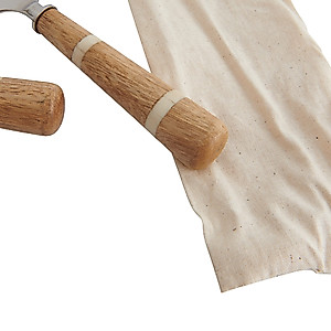 Creative Co-Op Stainless Steel Cake Knife & Server with Wood & Horn Inlay Handle and Bag (2 Pieces)