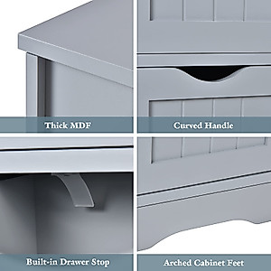 Tangkula Floor Cabinet Wooden Storage Cabinet Home Office Living Room Bathroom Side Table Sturdy Modern 4 Drawers Cabinet Organizer Bedroom Night Stand, White (12 x 12 x 32)