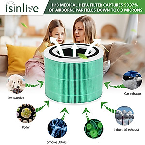 Core 300 Toxin Absorber Replacement Filter for LEVOIT Core 300 Core300-P Core 300S Core 300S-P VortexAir Air Purifier, 3-in-1 HEPA and Activated Carbon, Core 300-RF-TX, 2 Pack, Green