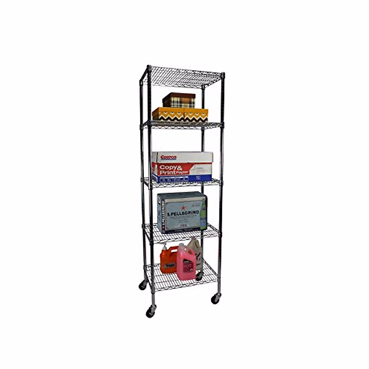 Apollo Hardware Commercial Grade Chrome 5-Shelf Wire Shelving 18"x24"x72" with Caster