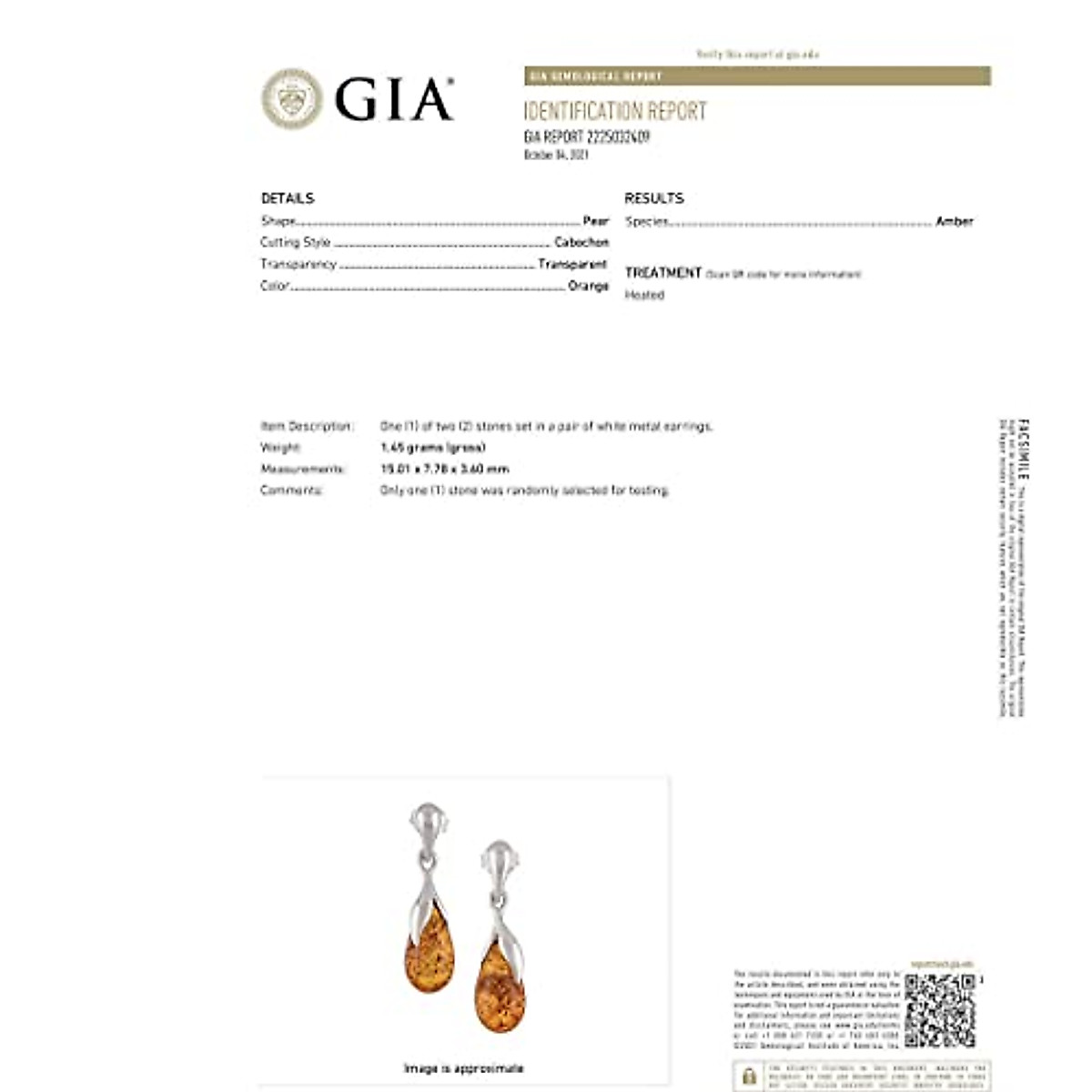 Amber Earrings - GIA Certified Baltic Amber Earrings "Tina" - Dangle Earrings - Sterling Silver Jewelry Collection